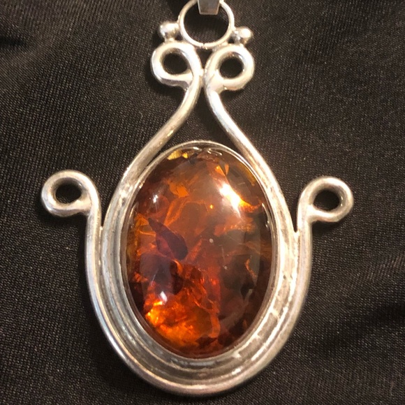 Jewelry | Vintage 925 Silver Amber Pendant Stamped | Poshmark